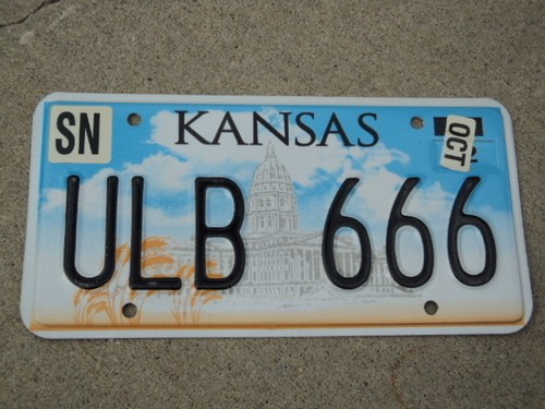 2002 KANSAS Capitol License Plate ULB 666 Shawnee County KS | eBay