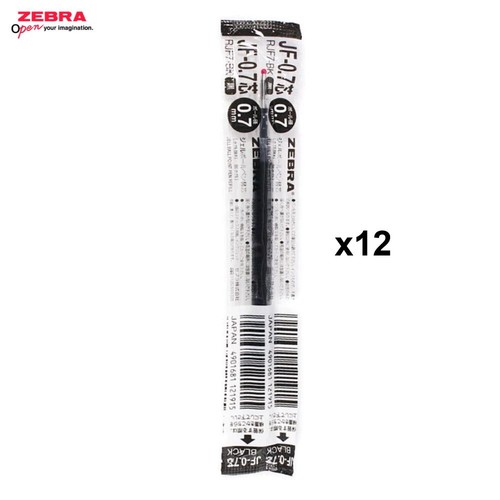 12 pcs ZEBRA JF GEL INK PEN REFILL Black 0.7mm for Sarasa Ball Point ...