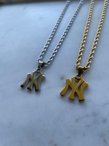 New York Yankees Necklace - Bundle of 2 - 3mm Rope - 22" Chains - Gold ...