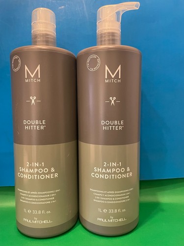 2 Paul Mitchell Mitch Double Hitter 2 in 1 Shampoo & Conditioner 33.oz ...