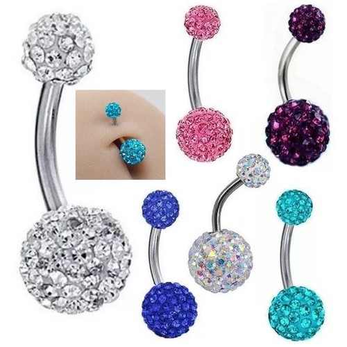 Belly Bars Button Piercing Bar Dangle Navel Body Jewellery Gem Ring ...