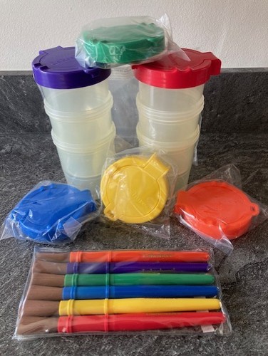 Lakeshore Learning No-Spill Paint Cups & Coordinated Brushes 6-Color ...