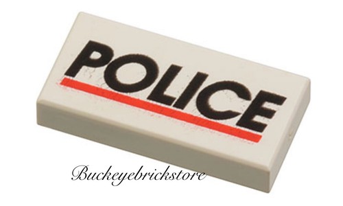 LEGO White 1x2 Tile - Police Red Line Pattern 6398 6483 6598 6464 ...