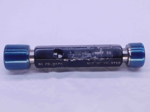 1" 20 UNJEF 3B THREAD PLUG GAGE 1.0 1.00 1.000 GO NO GO P.D.'S = .9675 ...