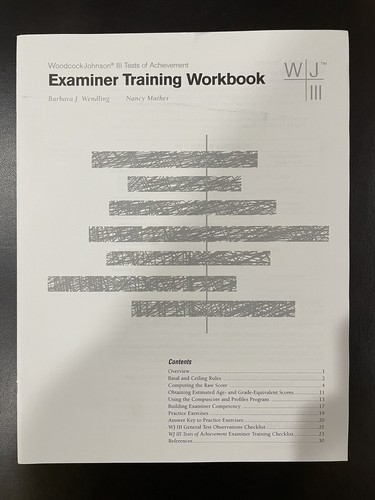 Woodcock Johnson III Tests Of Achievement Examiner Training Workbook WJ ...
