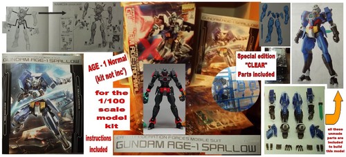 bandai gundam age 1 spallow clear parts kit 1/100 scale plastic model ...