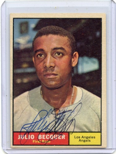1961 TOPPS BASEBALL #329 JULIO BECQUER AUTOGRAPH, LOS ANGELES ANGELS ...