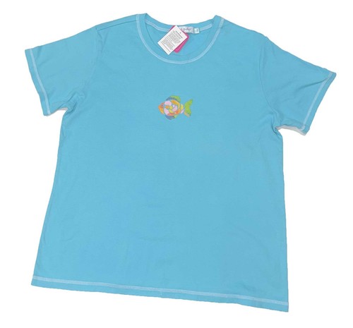 1X FRESH PRODUCE NWT Tahiti WATERCOLOR FISH Baby Rib T Top soft cotton ...