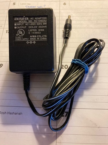 Genuine Aiwa AC Adapter Power Supply Cord AC-D603U 5.5V 250mA Original ...