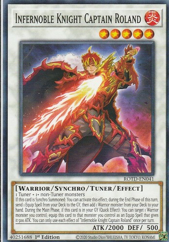 YUGIOH CARD 1 X INFERNOBLE KNIGHT CAPTAIN ROLAND ROTD-EN041 1ST EDITION ...