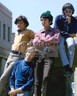 THE MONKEES STAND NEXT TO "THE MONKEEMOBILE" - 8X10 PUBLICITY PHOTO (DA ...