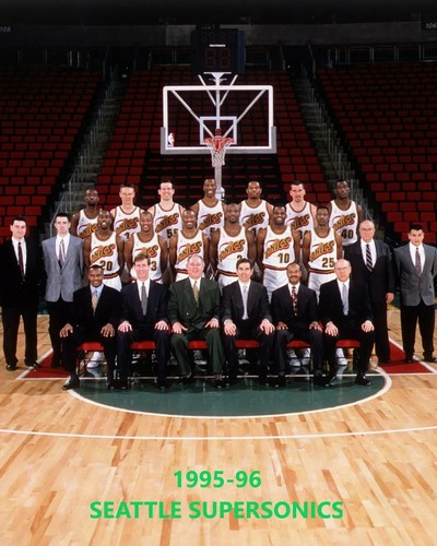 1995-96 Seattle Supersonics Team Seattle Sonics Basketball 8x10 PHOTO ...