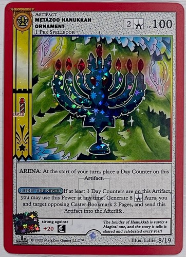 2022 Metazoo Christmas Ornament Pin Club 8/19 Mothman Hanukkah Reverse ...