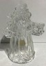 24% Lead Crystal Christmas Santa Claus Taper Candle Holder Figurine ...