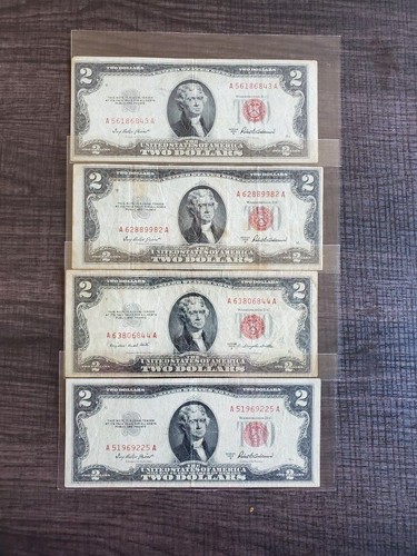 1928-1963 Two Dollar Note Red Seals $2 Bill G-AU Old Paper Estate Lot ...