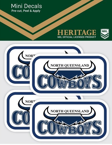 North Queensland Cowboys HERITAGE Mini Decal Logo Car Stickers - Pack ...