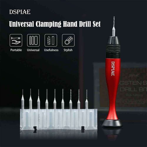 DSPIAE AT-VHDS Universal Model Clamping Hand Drill Set with 0.3~1.2mm ...