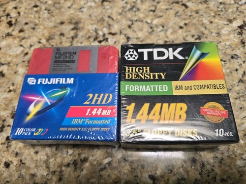Lot 2- 10 Fuji Film TDK 3.5 High Density Floppy Disk 1.44MB IBM Pc ...