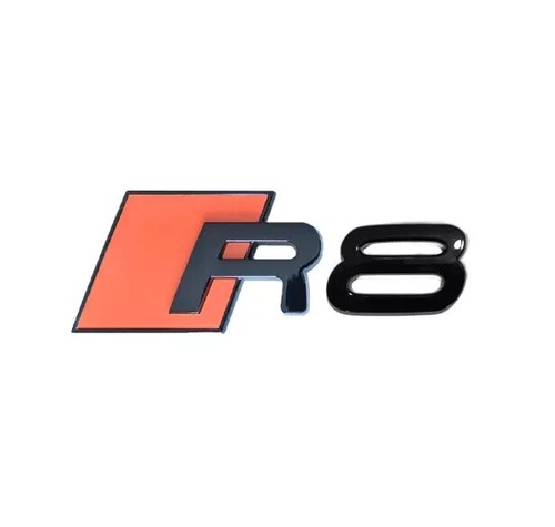 Orange Black R8 FIT AUDI REAR TRUNK EMBLEM BADGE NAMEPLATE DECAL LETTER ...