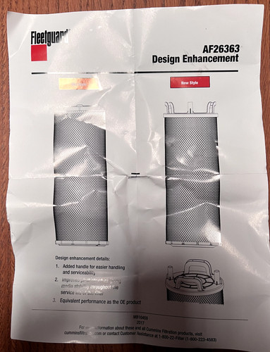 GENUINE OEM FLEETGUARD AF26168 Air Filter | eBay
