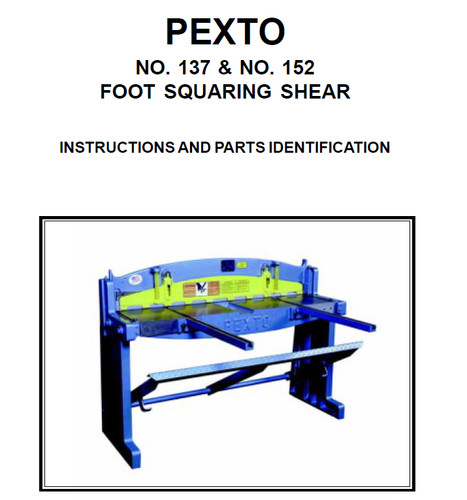 Pexto Roper Whitney No. 137 & No. 152 Foot Shear Operator & Parts ...
