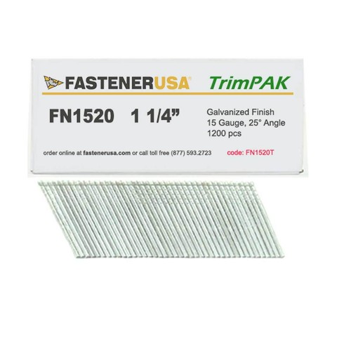 1-1/4" ANGLE FINISH NAILS 15GA GALV 1,200ct | FN1520T | eBay