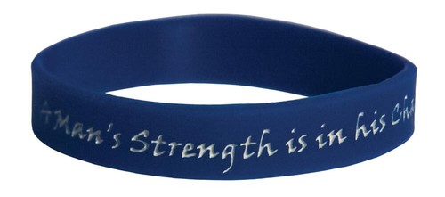 A Man's Strength is in his Character Rubber Blue 1/2 inch Pro-Life ...