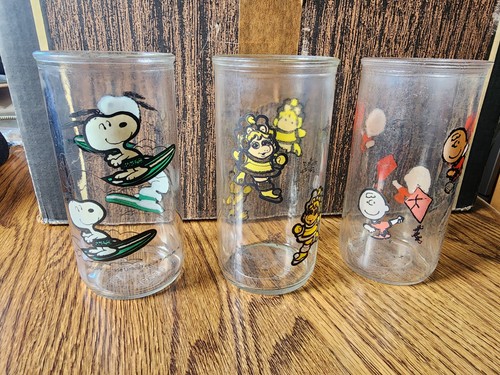 Vintage Set of 3 Peanuts Jelly Jars Glasses Snoopy, Charlie Brown, Miss ...