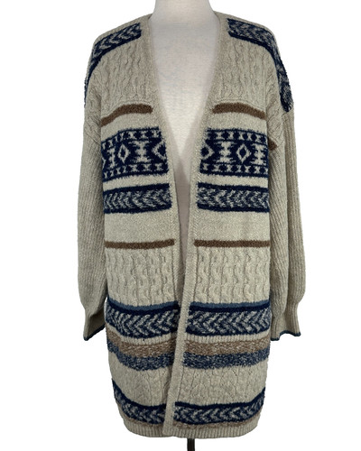Frye Women's The Cozy Cardigan Tan Blue Duster Soft Size Large ...