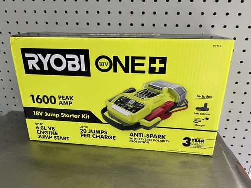 RYOBI ONE 18V Cordless Jump Starter Kit with 2.0 Ah Battery and Charger ...