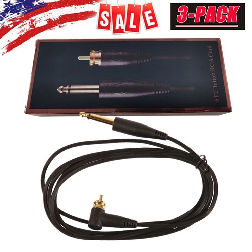 RCA Tattoo Clip Cord 6ft Silicone Cable Machine Gun Power Supply 3-pack ...