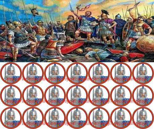 21PCS Europe Medieval Times Roman Blue Infantry Army 4cm Plastic Figure ...