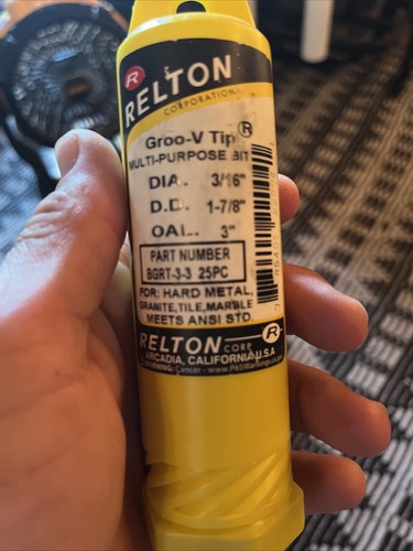 Relton GRT3-3-25 3/16 x 3 inch long Groo-V Tip Granite Drill Set - 25 ...