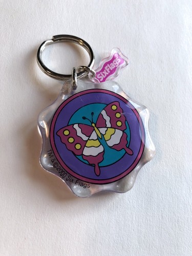 Butterfly Keychain Six Flags Magic Mountain year 2000 plastic purple ...