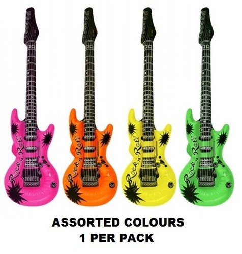 Inflatable Electric Guitar 106cm Assorted Neon Colours Pk 1 | eBay