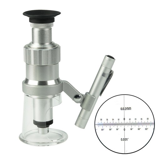 60X LED Magnifier Reticle Focus Pocket Microscope Measurement ...