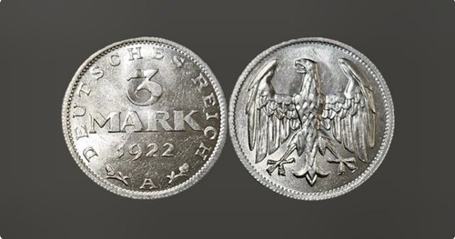 1922 *Beautiful* Uncirculated and Authentic 100 Year Old German 3 Mark ...