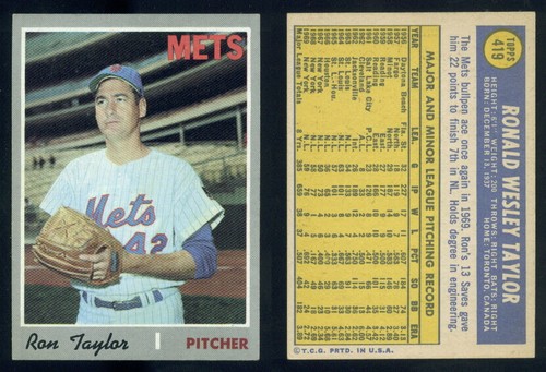 (63209) 1970 Topps 419 Ron Taylor Mets-EM | eBay