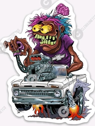Classic Chevy Truck Magnet - White Ratfink Style Chevrolet Hot Rod Rat ...