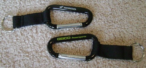 2 HONDA GEICO Powersports Tethered Strap Keychain w/ Carabiner Clip Key ...