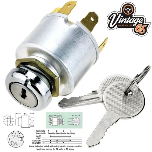 Ignition Switch 4 Position Universal Replacement For VW Beetle Camper ...