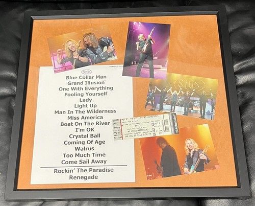 Styx Framed Memorabilia, includes Photos, Ticket Stub, and Concert ...