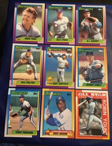 1990 Topps BREWERS Complete Team Set 31 YOUNT, MOLITOR, GREG VAUGHN ...