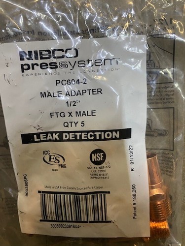 (5 PACK) NIBCO Pressystem PC604-2 Male Adapter 1/2” FTG X Male | eBay