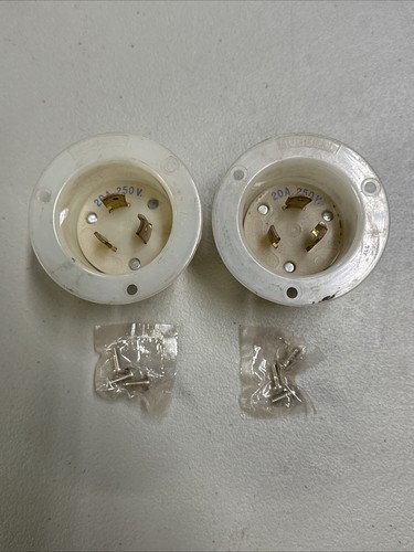 Lot of 2 Hubbell HBL2325 20 Amp 250 Volt L6-20P Flanged Inlet 2325 2P ...