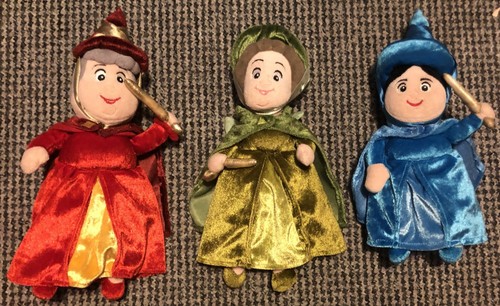 Disney store Flora, Fauna, Merryweather fairy godmother soft toy plush ...