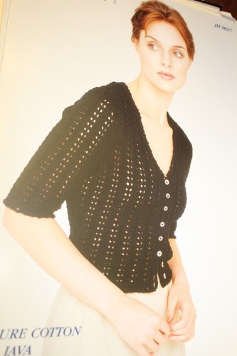 Jaeger Knitting Pattern JH0027 Pure Cotton Java Eyelet Rib Cardigan | eBay
