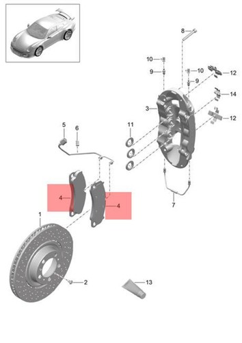 Genuine PORSCHE 991 Cayman Set Of Brake Pads For Disk Brake Front ...