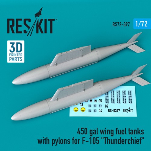450 gal wing fuel tanks with pylons for F-105 Thunderchief 1/72 Reskit ...
