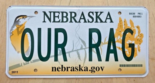 NEBRASKA GRAPHIC BIRD VANITY LICENSE PLATE " OUR RAG " CONVERTIBLE TOP ...